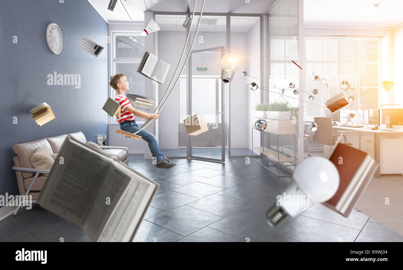 Happy careless childhood. Mixed media Stock Photo - Alamy