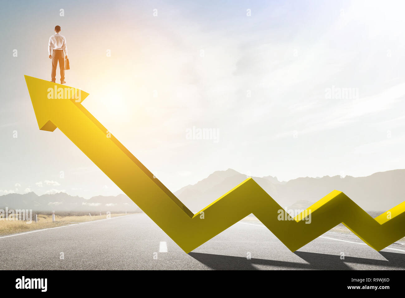 His progress and success. Mixed media Stock Photo - Alamy
