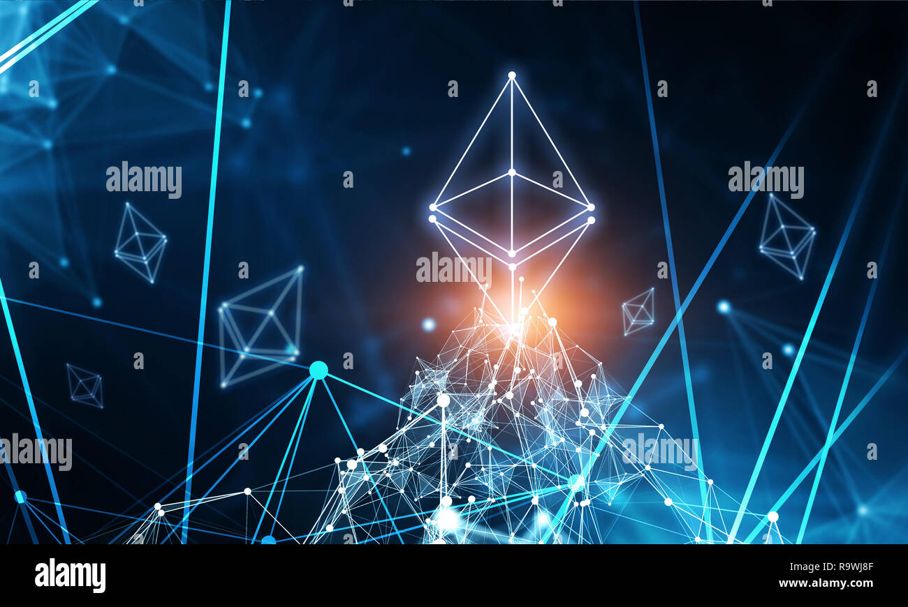 Ethereum symbol and connection lines Stock Photo - Alamy