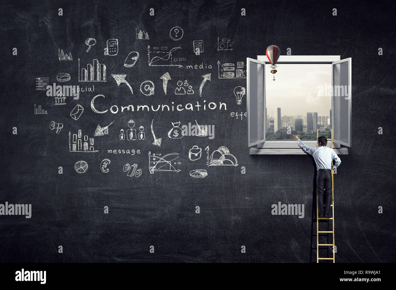 Window to success. Mixed media Stock Photo - Alamy