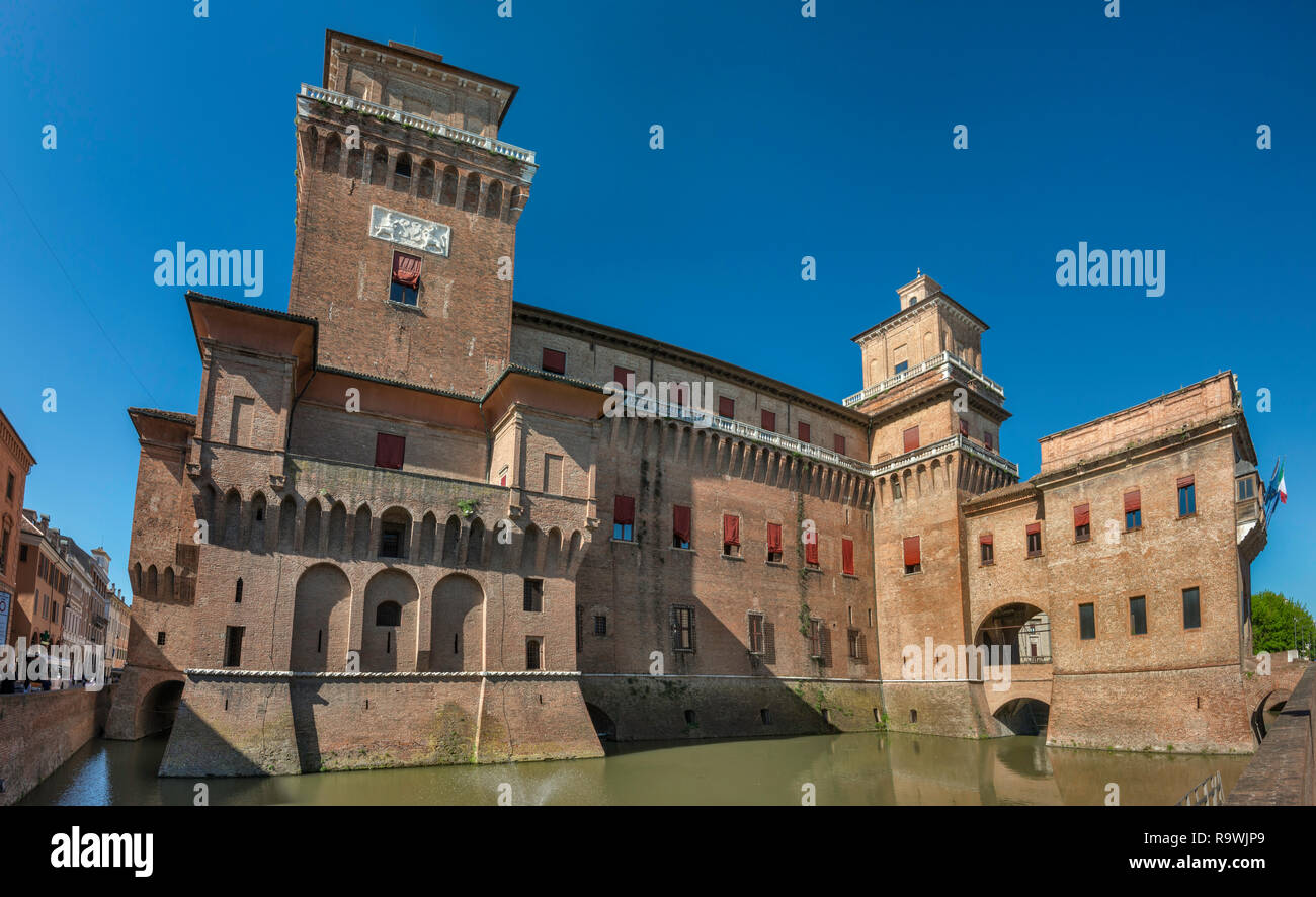 Castello Estense (Castello di San Michele), medieval castle over moat ...