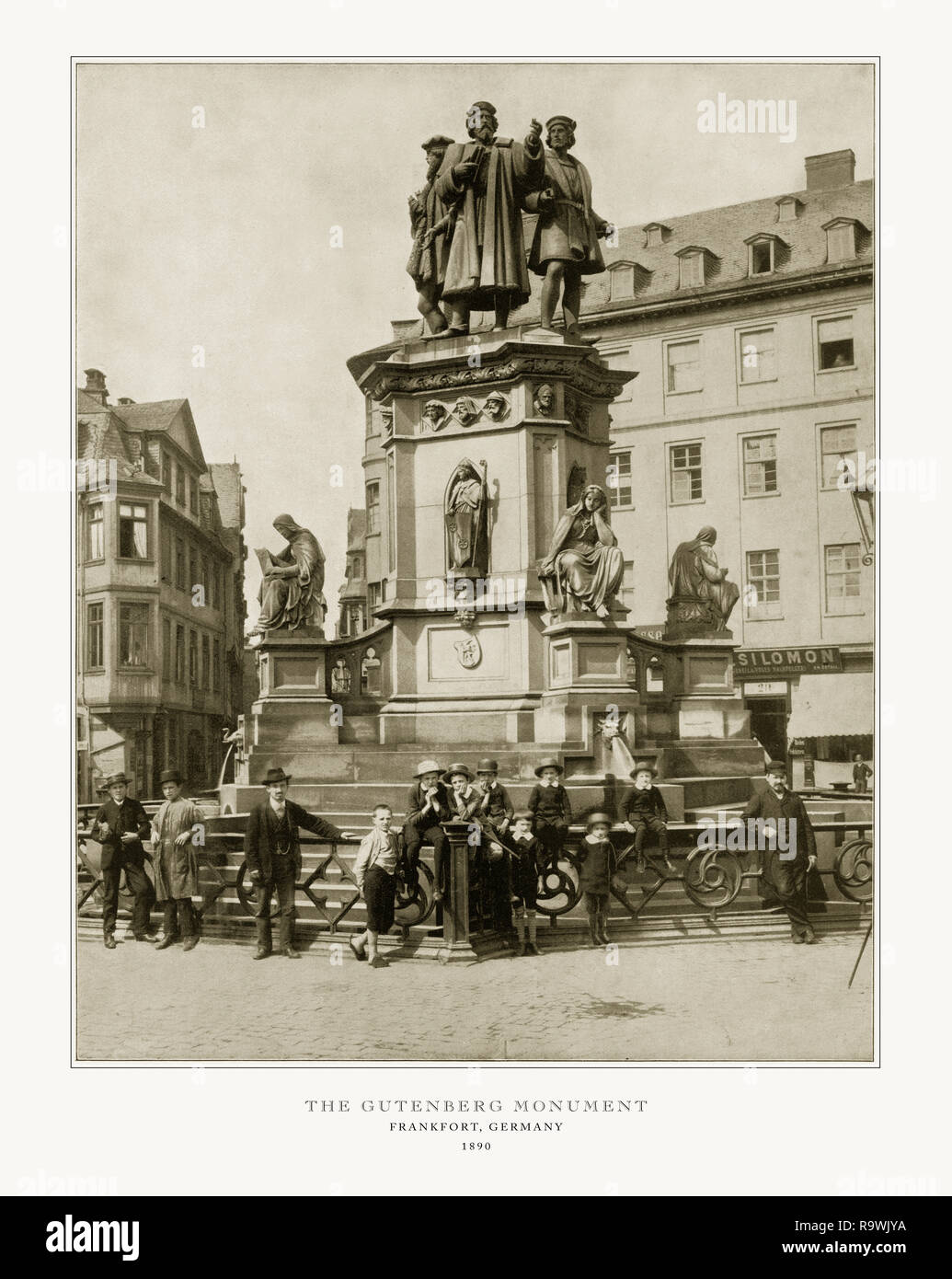 Antique German Photograph: The Gutenberg Monument, Frankfurt, Germany ...