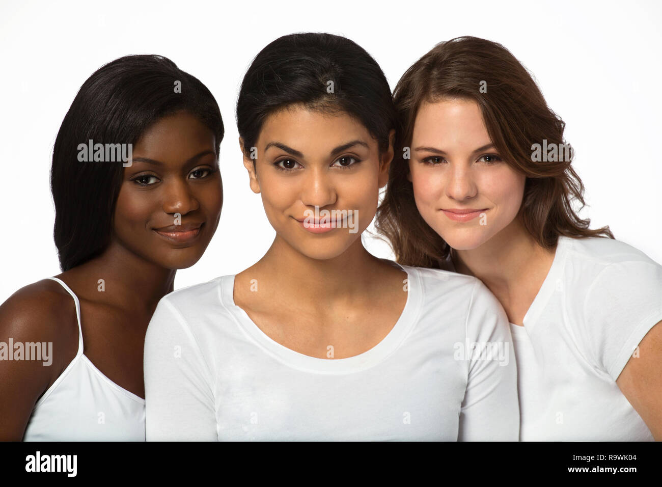 Happy and smiling multicultural woman isolated on white Stock Photo - Alamy