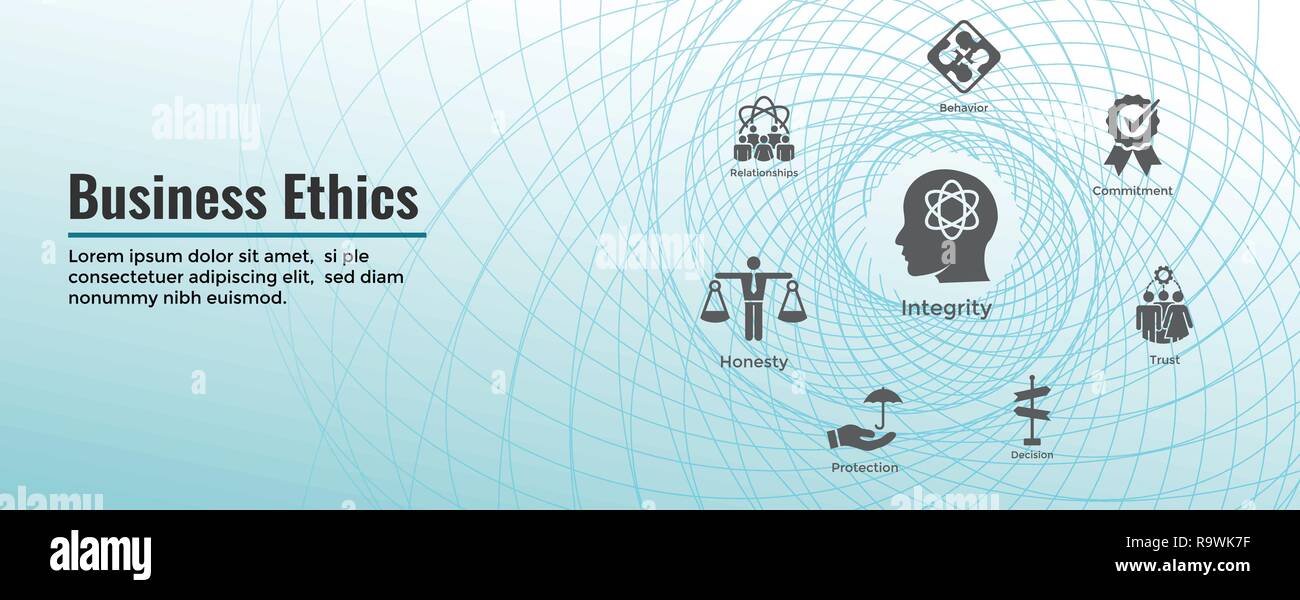 Business Ethics Web Banner and Icon Set w Honesty, Integrity ...