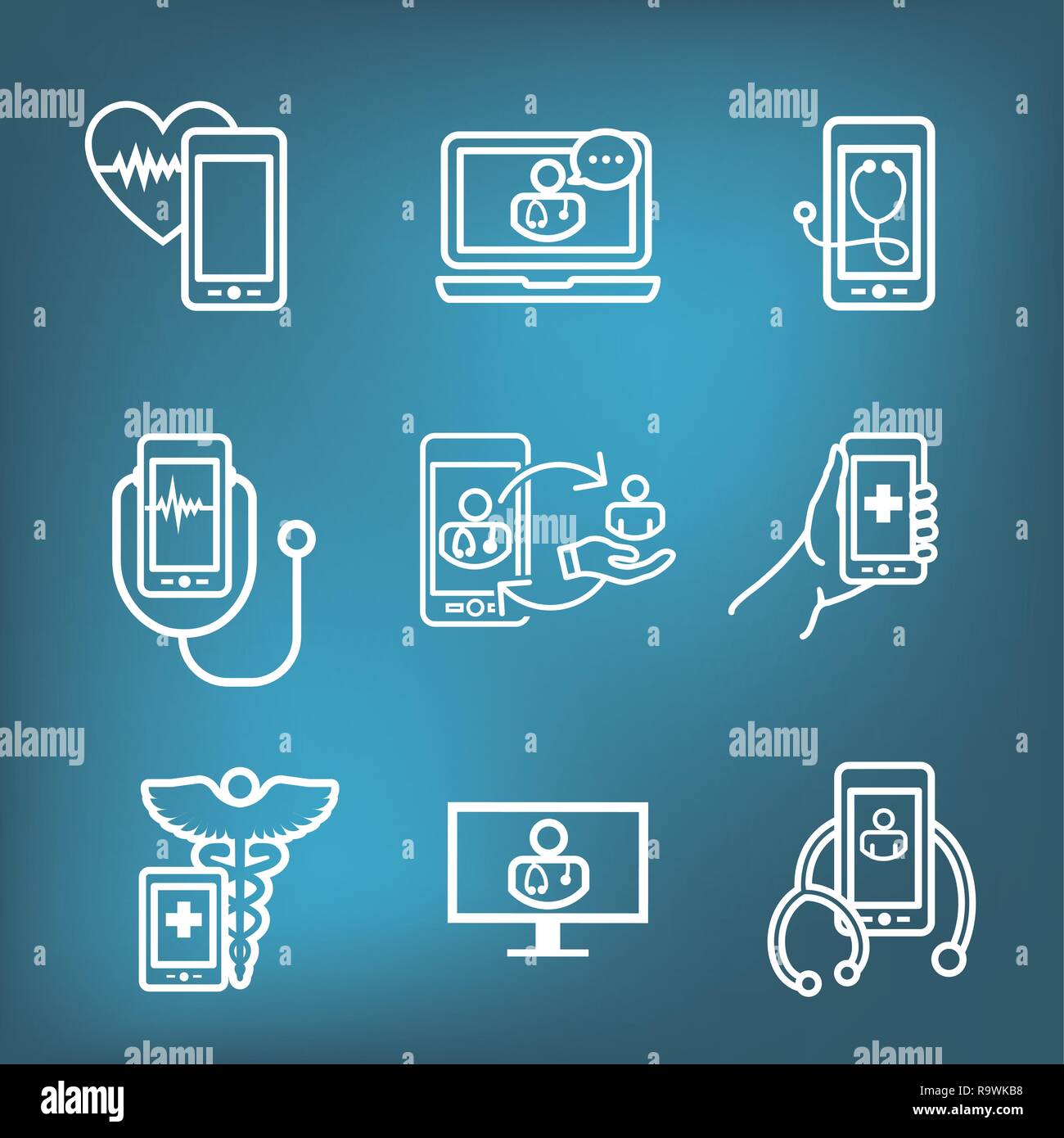 Telemedicine abstract idea - icons illustrating remote health and ...