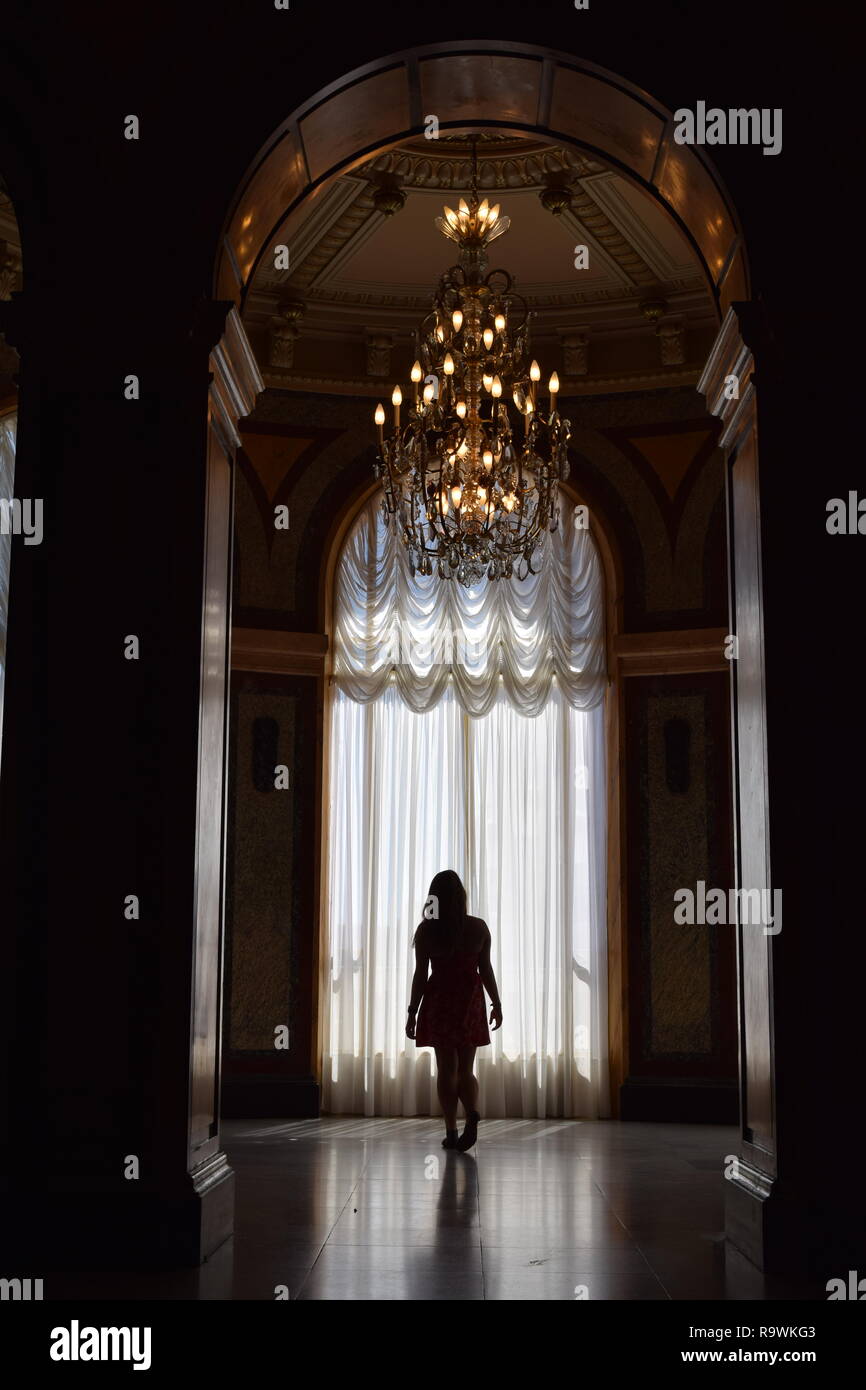 A silhouette photograph taken in the Opera House in Monte Carlo, Monaco ...