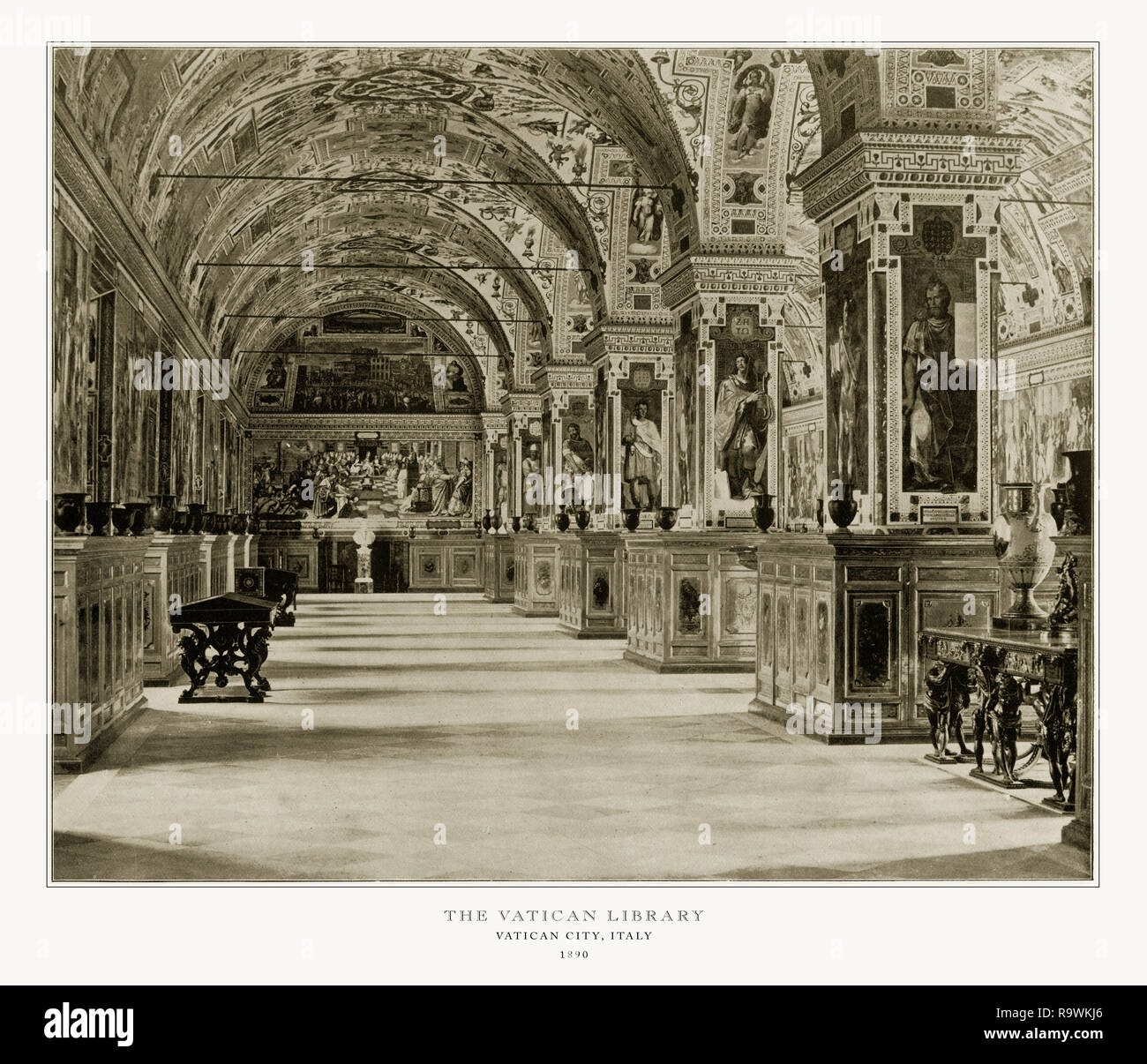 The Vatican Library, Rome, Italy, Antique Italian Photograph, 1893 ...