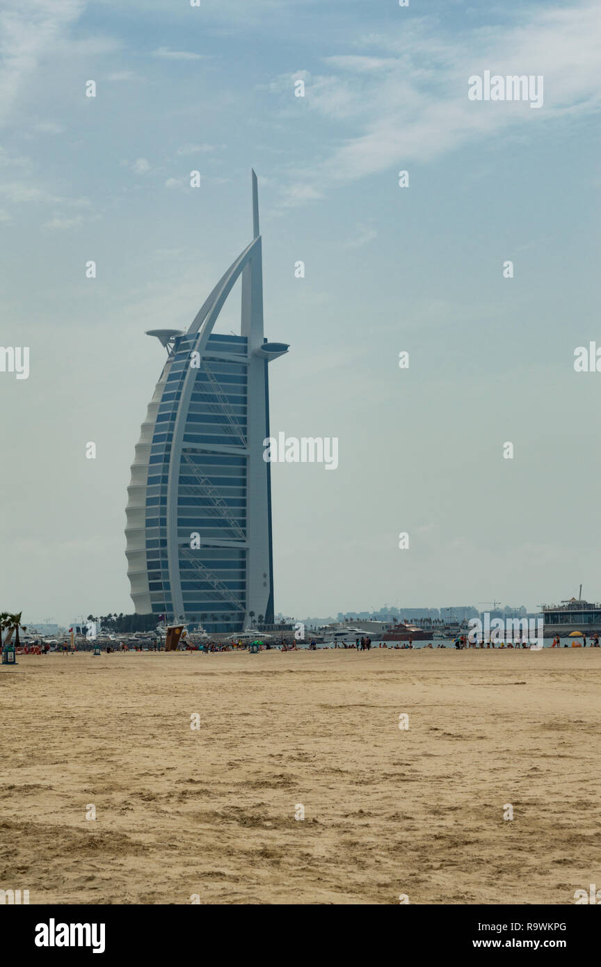 view of the burj al arab from the beach in dubai, UAE Stock Photo - Alamy