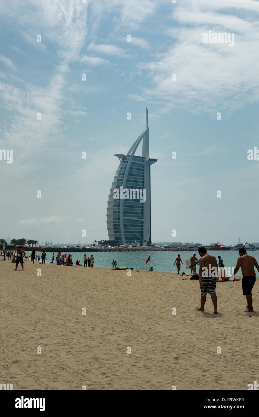 view of the burj al arab from the beach in dubai, UAE Stock Photo - Alamy