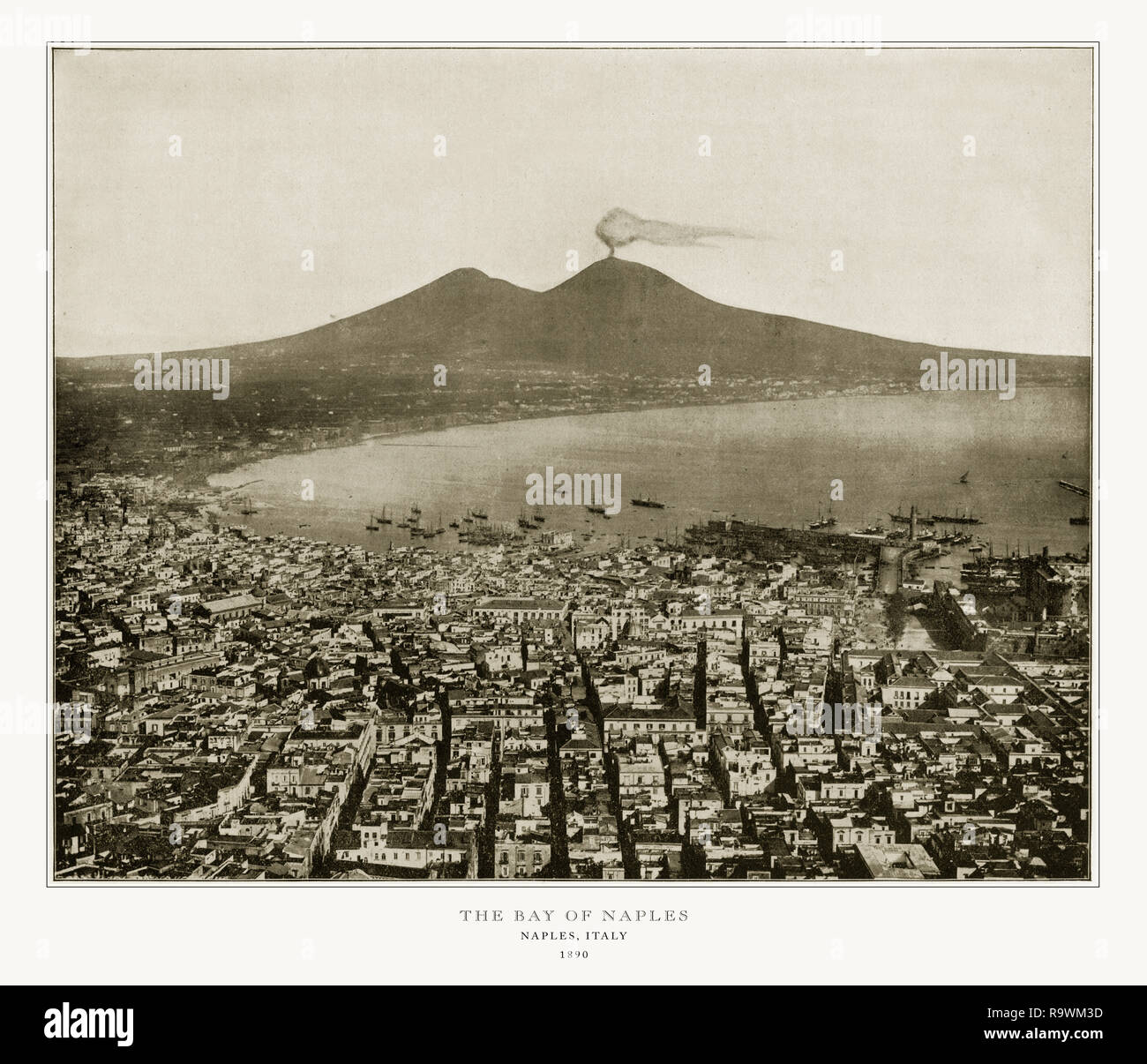 The Bay of Naples, Italy, Antique Italian Photograph, 1893 Stock Photo ...