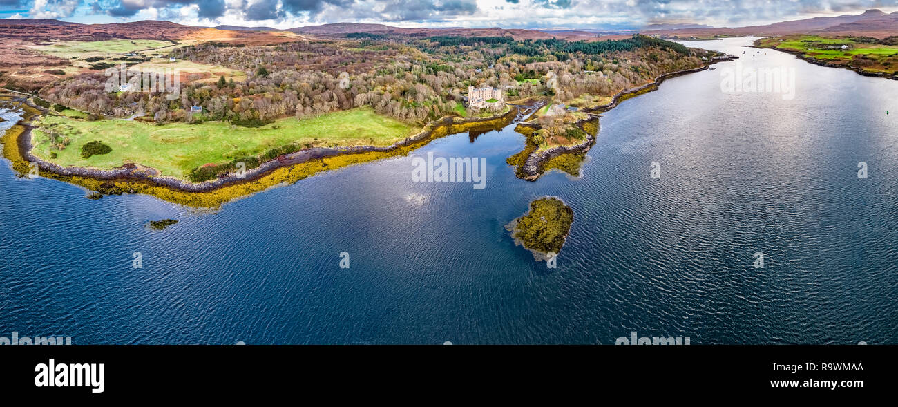 Aerial autumn view of Dunvegan Castle, Isle of Skye - Aerial Stock ...
