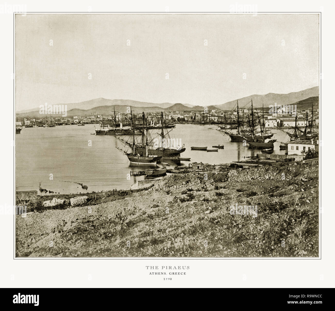 The Piraeus, Athens, Greece, Antique Greek Photograph, 1893 Stock Photo ...