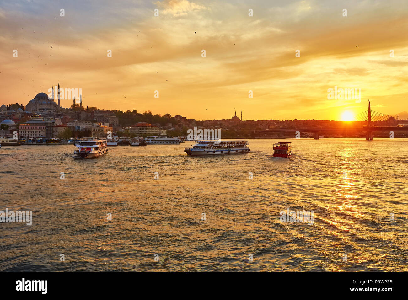 Istanbul at a dramatic sunset with sun Stock Photo - Alamy