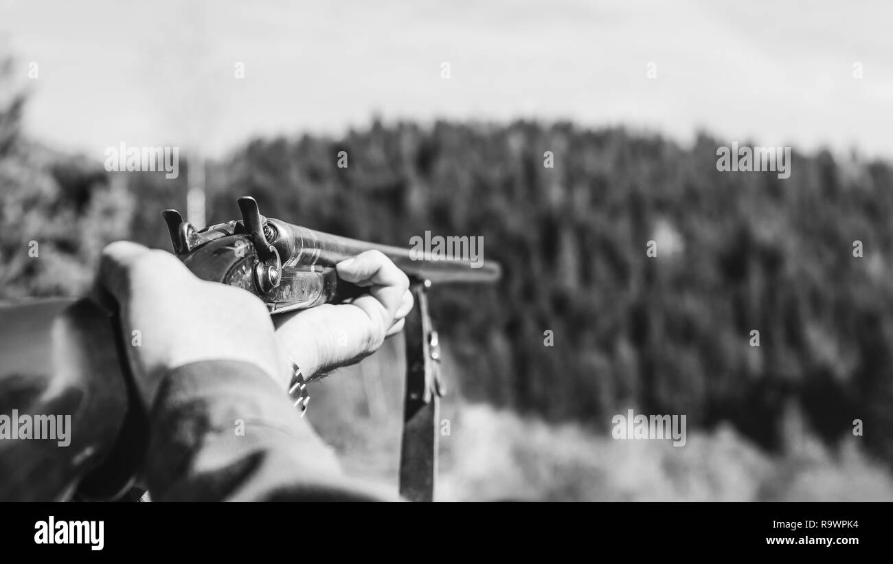 Pulled trigger shotgun poacher Black and White Stock Photos & Images ...