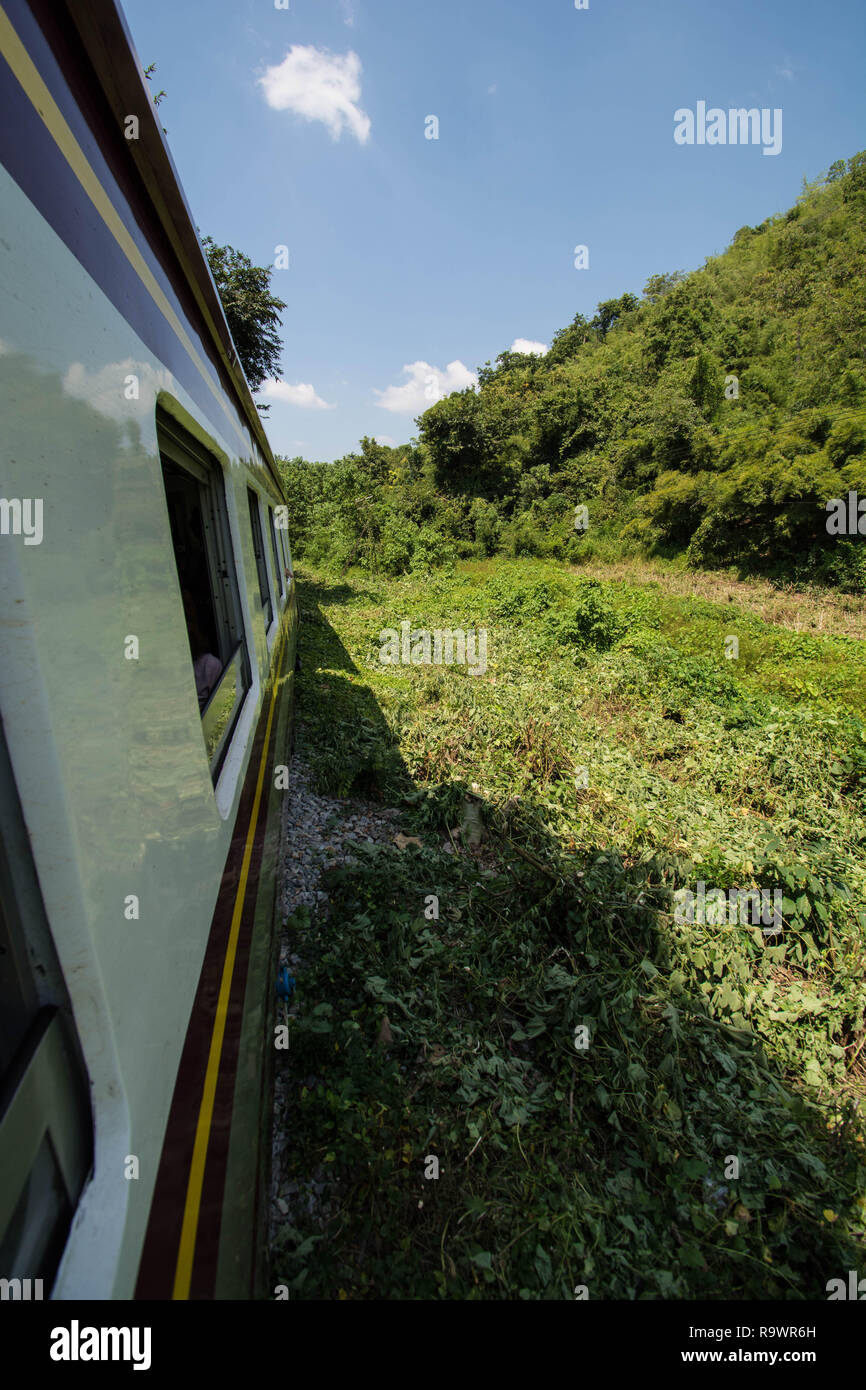 Train track jungle vegetation carriage outside view war killed British ...