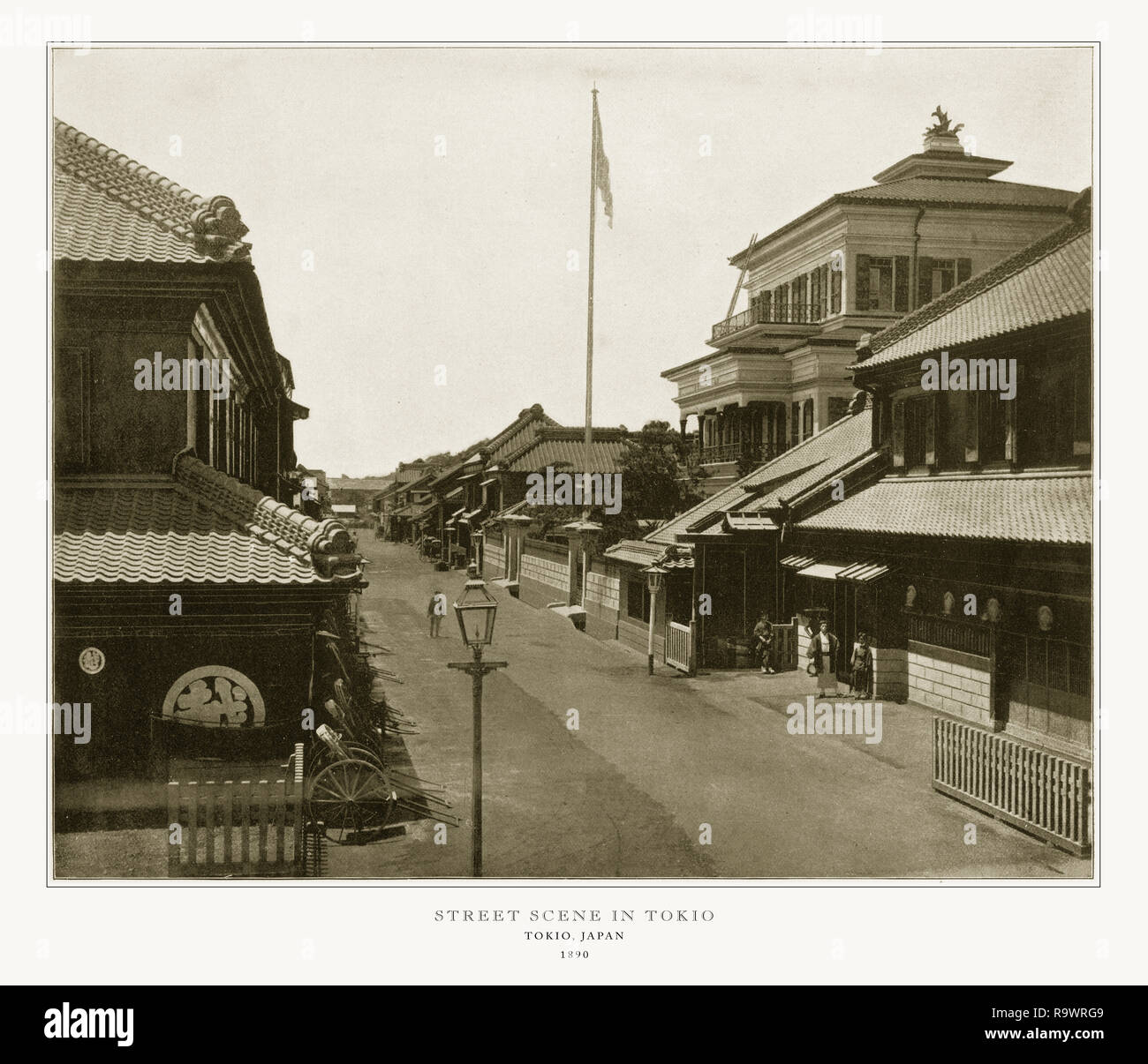 Street Scene in Tokyo, Japan, Antique Japanese Photograph, 1893 Stock ...
