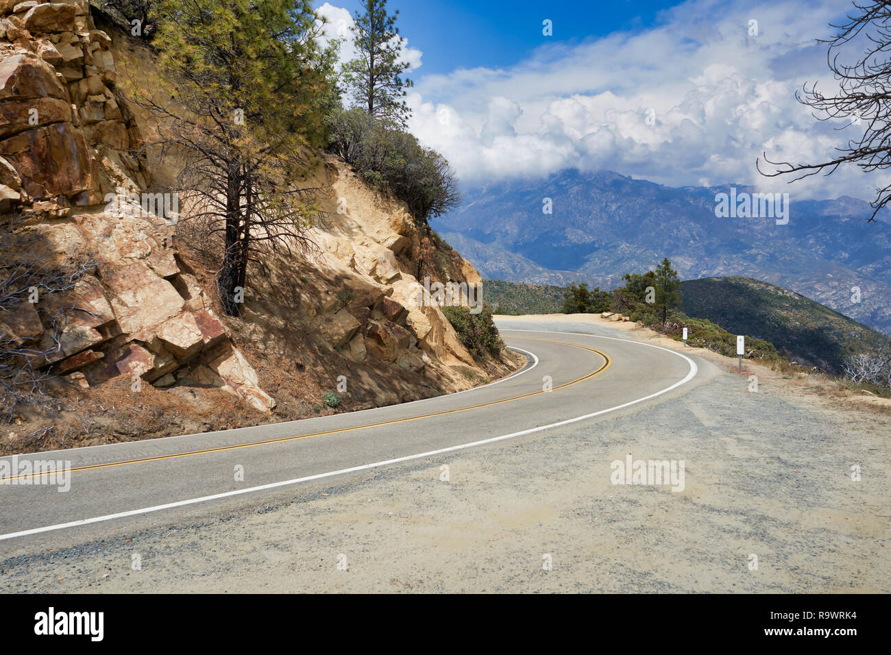 Mountain road with views of nature in Sequoia National Park Stock Photo ...