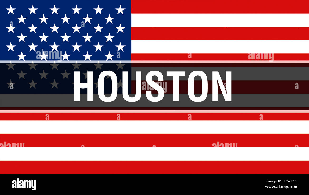 Houston city on a USA flag background, 3D rendering. United states of ...