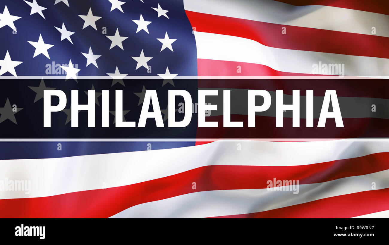 Philadelphia city on a USA flag background, 3D rendering. United states ...