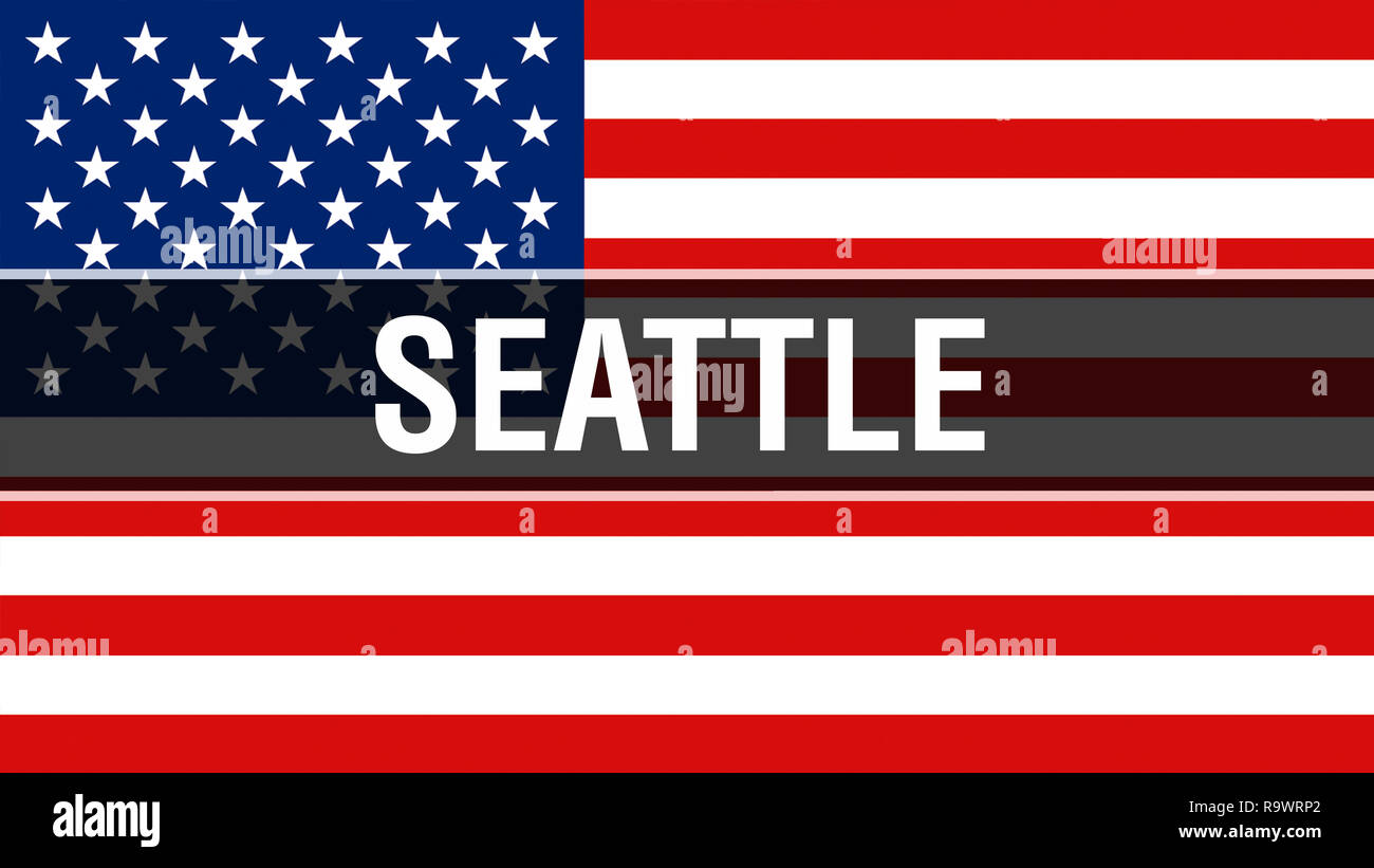 Seattle city on a USA flag background, 3D rendering. United states of ...