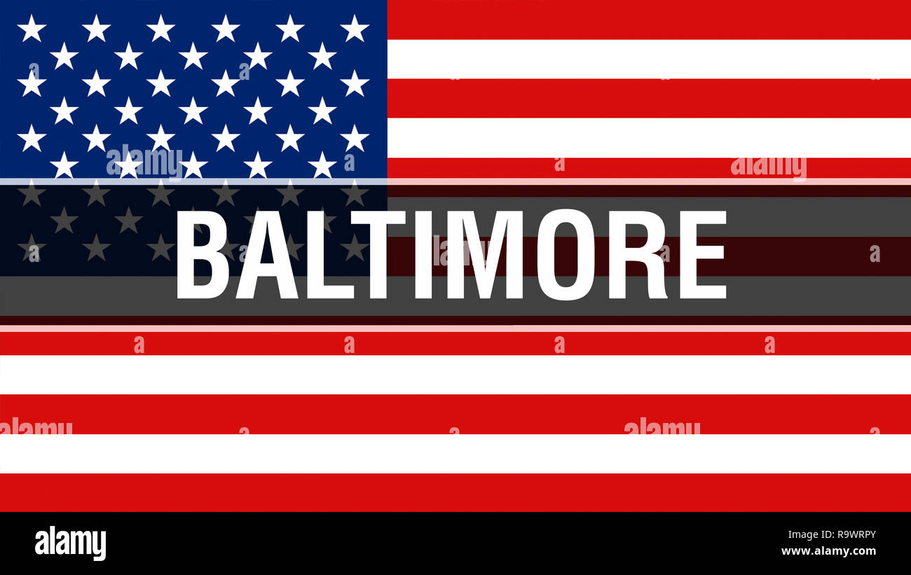 Baltimore city on a USA flag background, 3D rendering. United states of ...