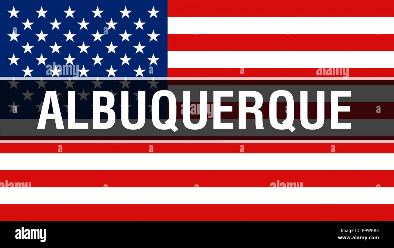 Albuquerque city on a USA flag background, 3D rendering. United states ...