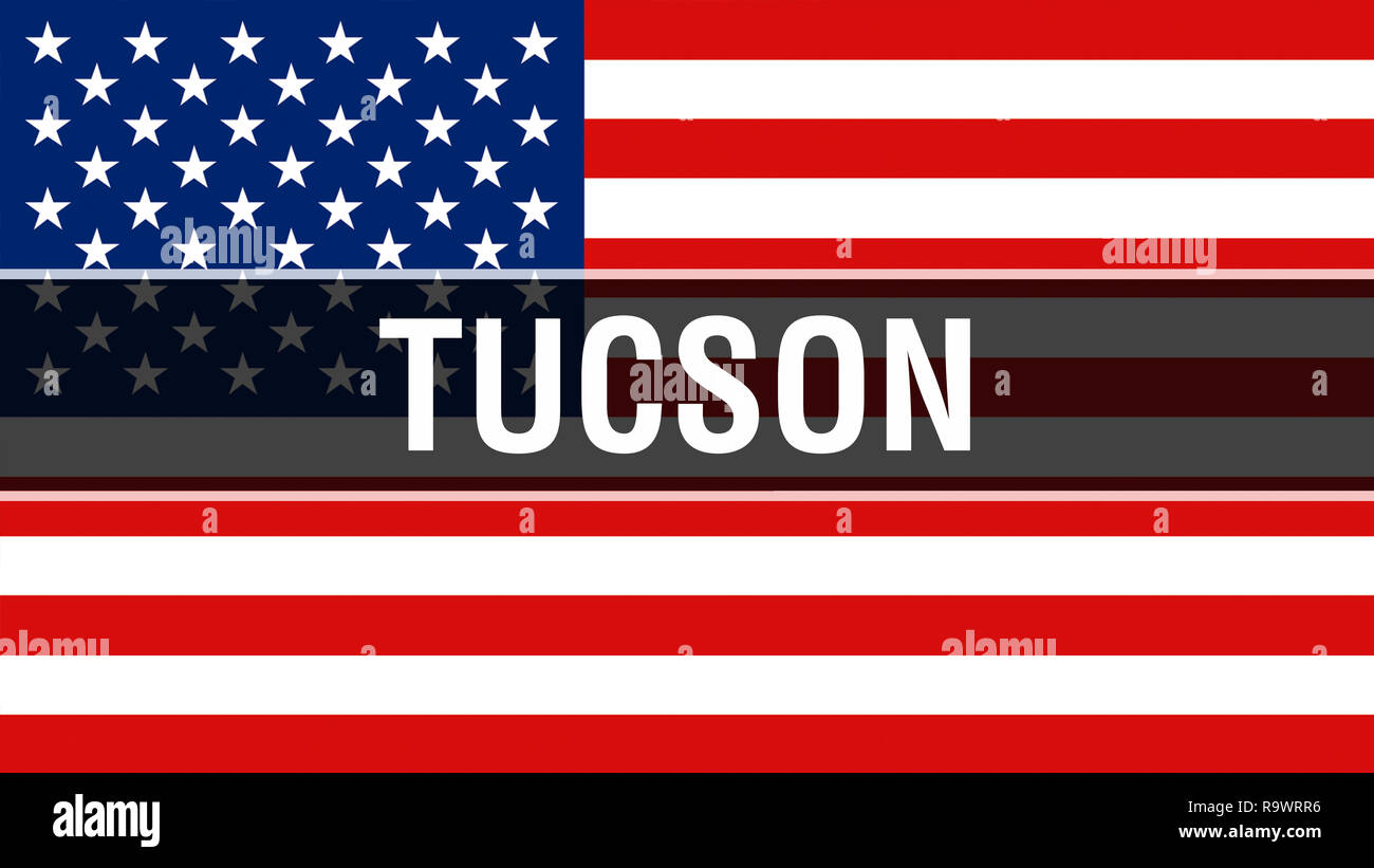 Tucson city on a USA flag background, 3D rendering. United states of ...