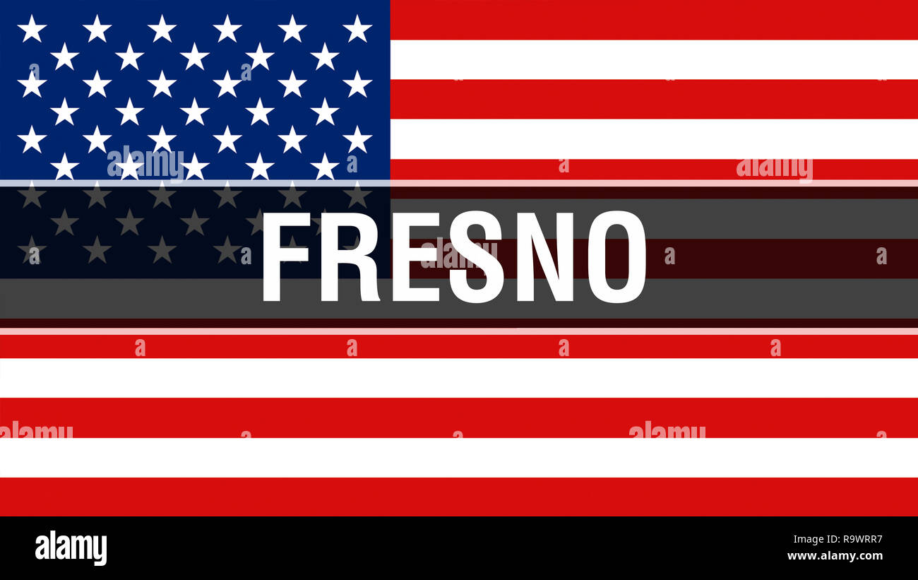 Fresno city on a USA flag background, 3D rendering. United states of ...