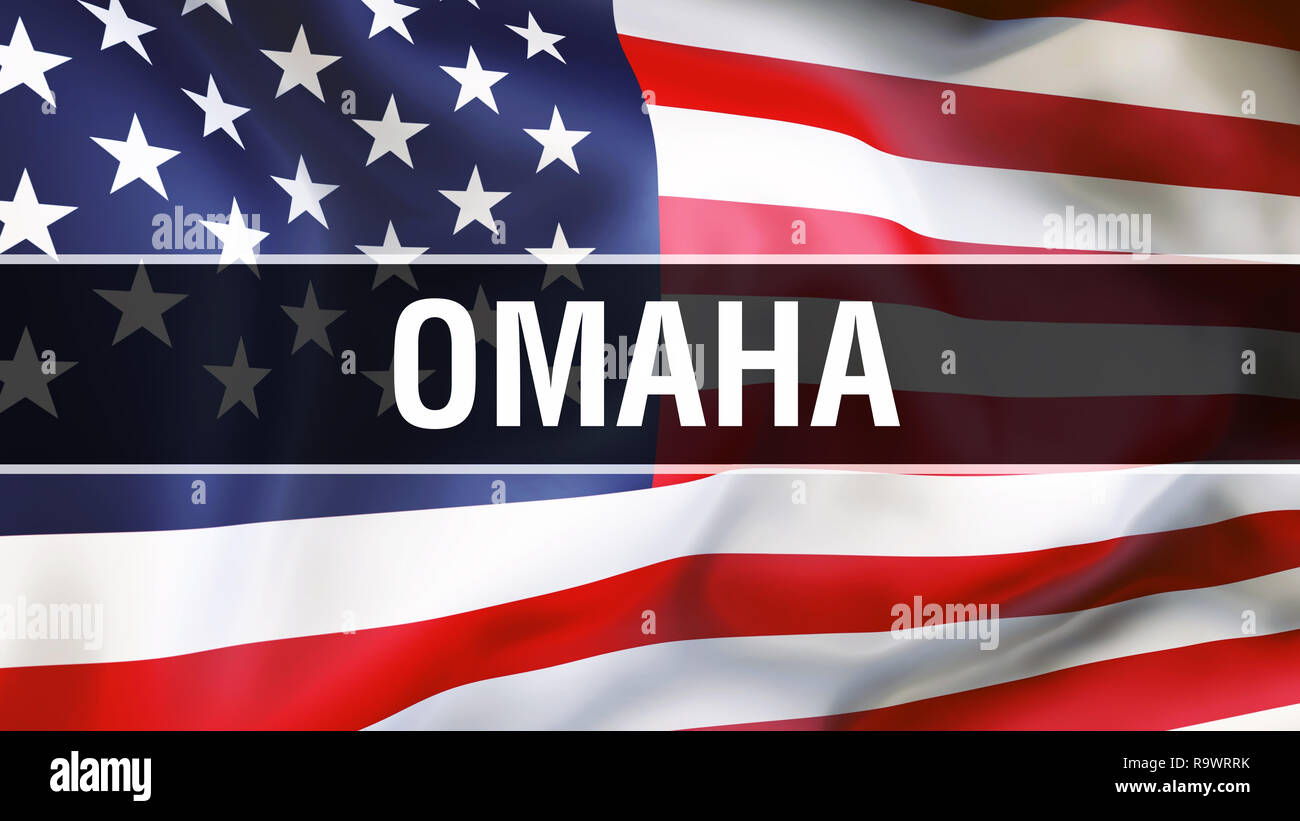 Omaha city on a USA flag background, 3D rendering. United states of ...