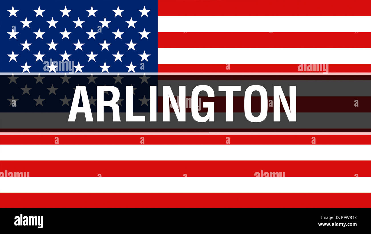 Arlington city on a USA flag background, 3D rendering. United states of ...