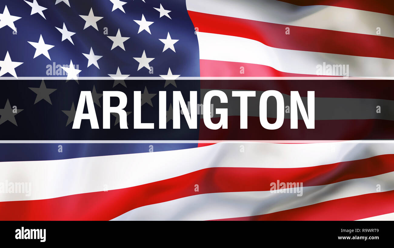 Arlington city on a USA flag background, 3D rendering. United states of ...