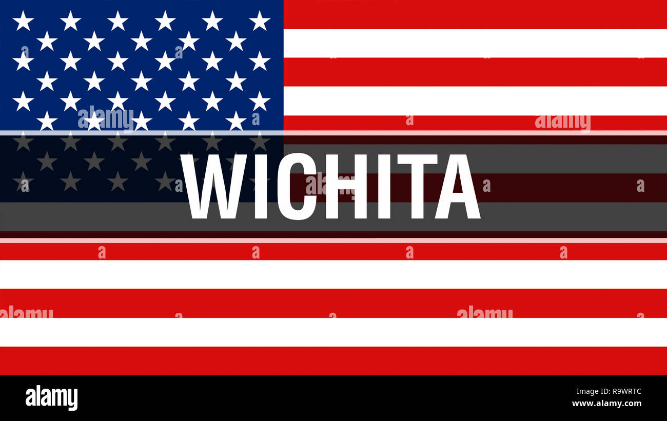 Wichita city on a USA flag background, 3D rendering. United states of ...
