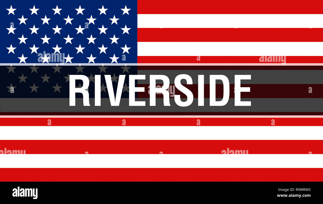 Riverside city on a USA flag background, 3D rendering. United states of ...