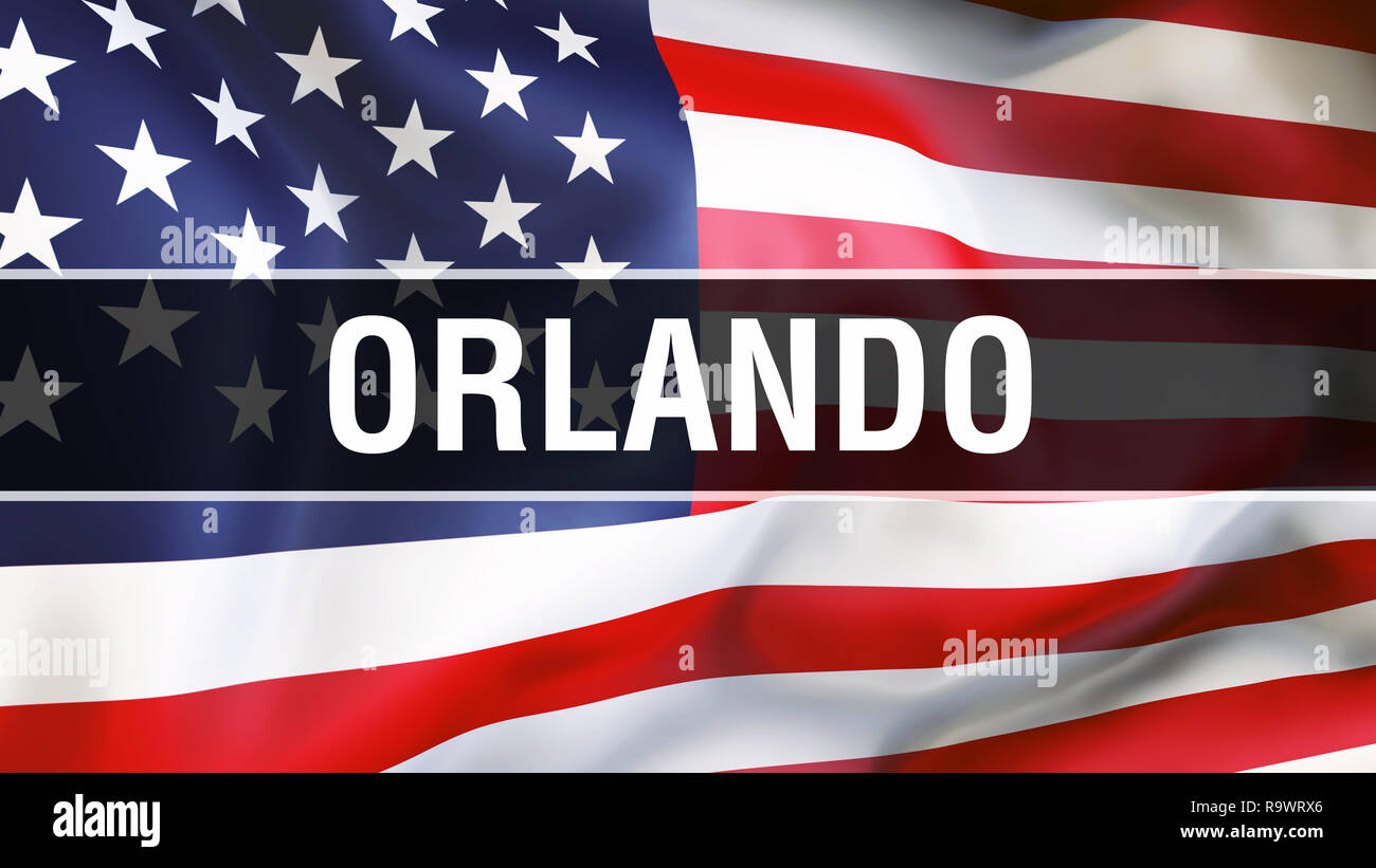 Orlando city on a USA flag background, 3D rendering. United states of ...