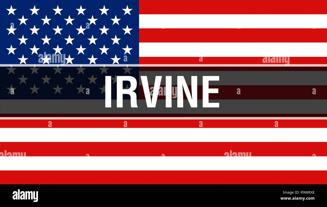 Irvine city on a USA flag background, 3D rendering. United states of ...