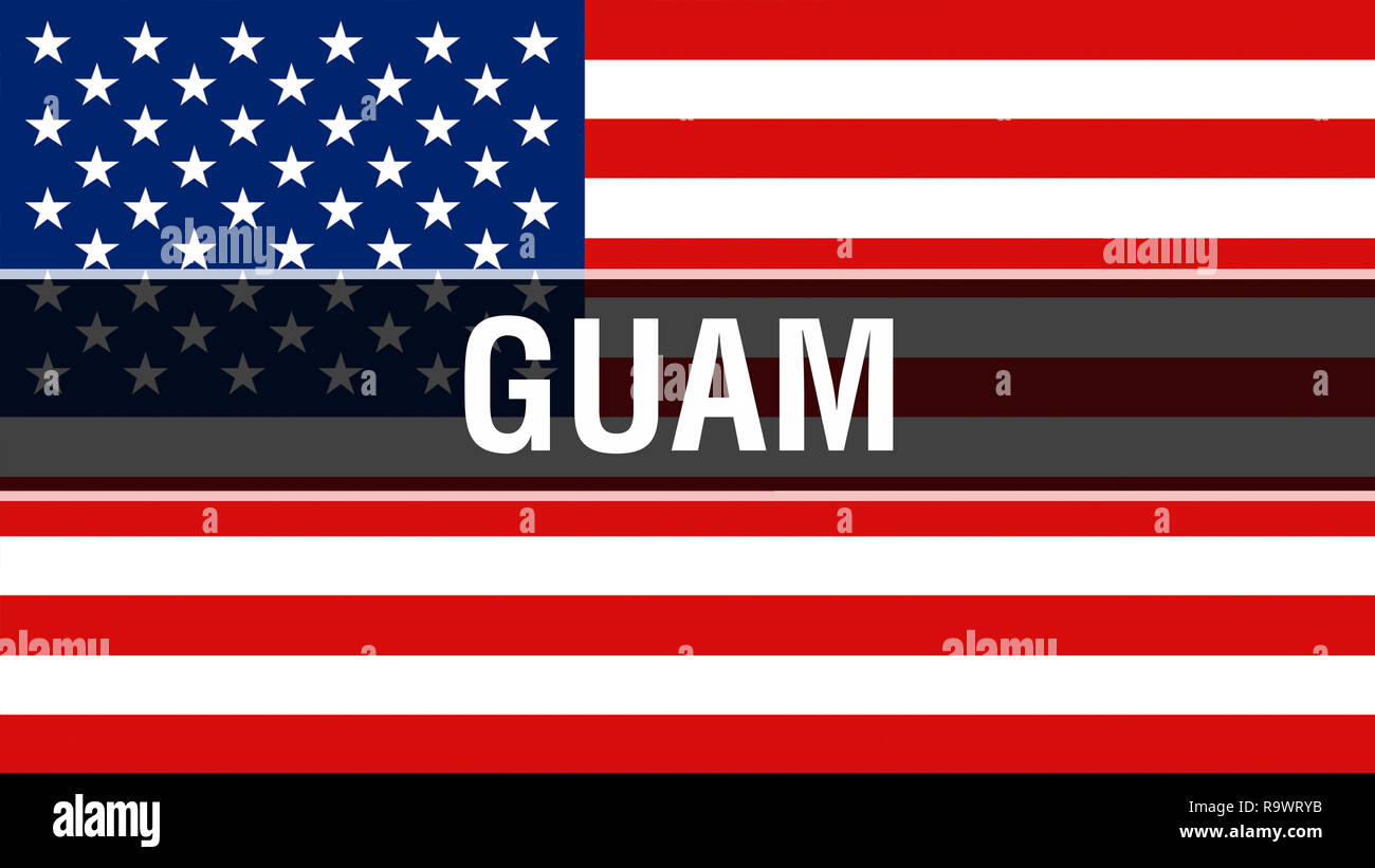 Guam state on a USA flag background, 3D rendering. United States of ...