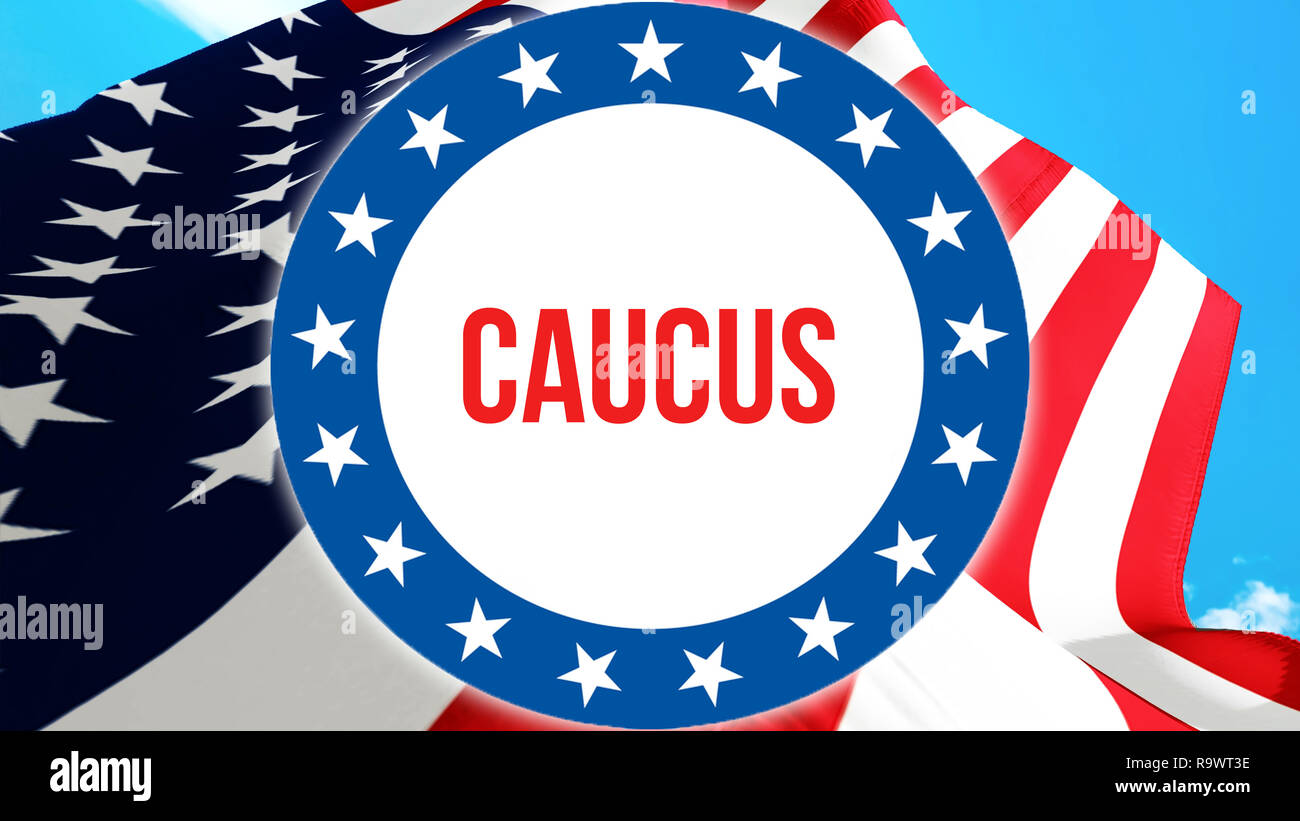 caucus election on a USA background, 3D rendering. United States of ...