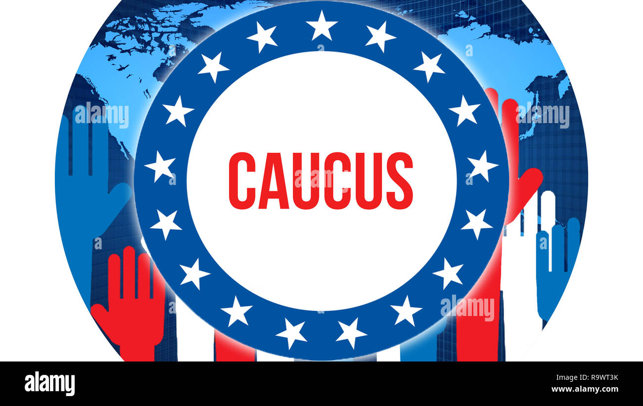 caucus election on a World background, 3D rendering. World country map ...