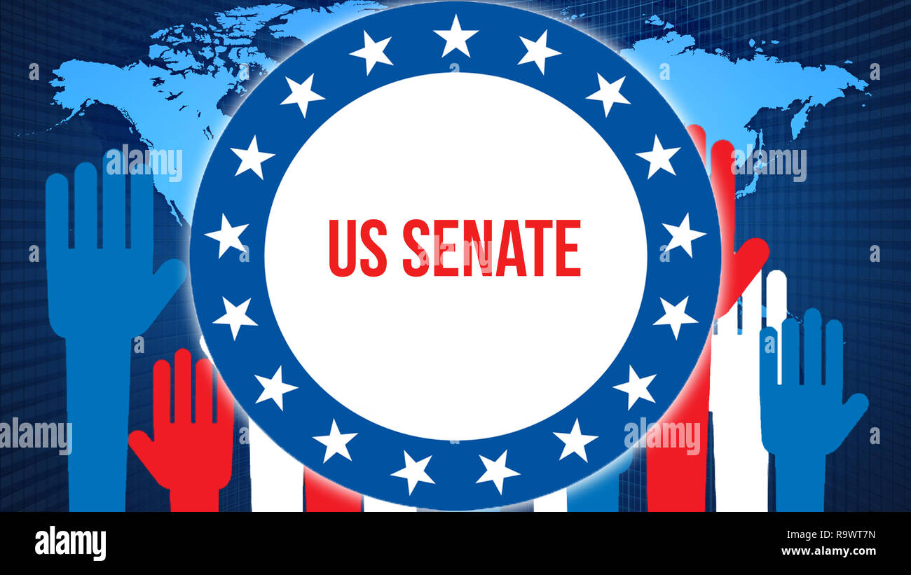 US Senate election on a World background, 3D rendering. World country ...