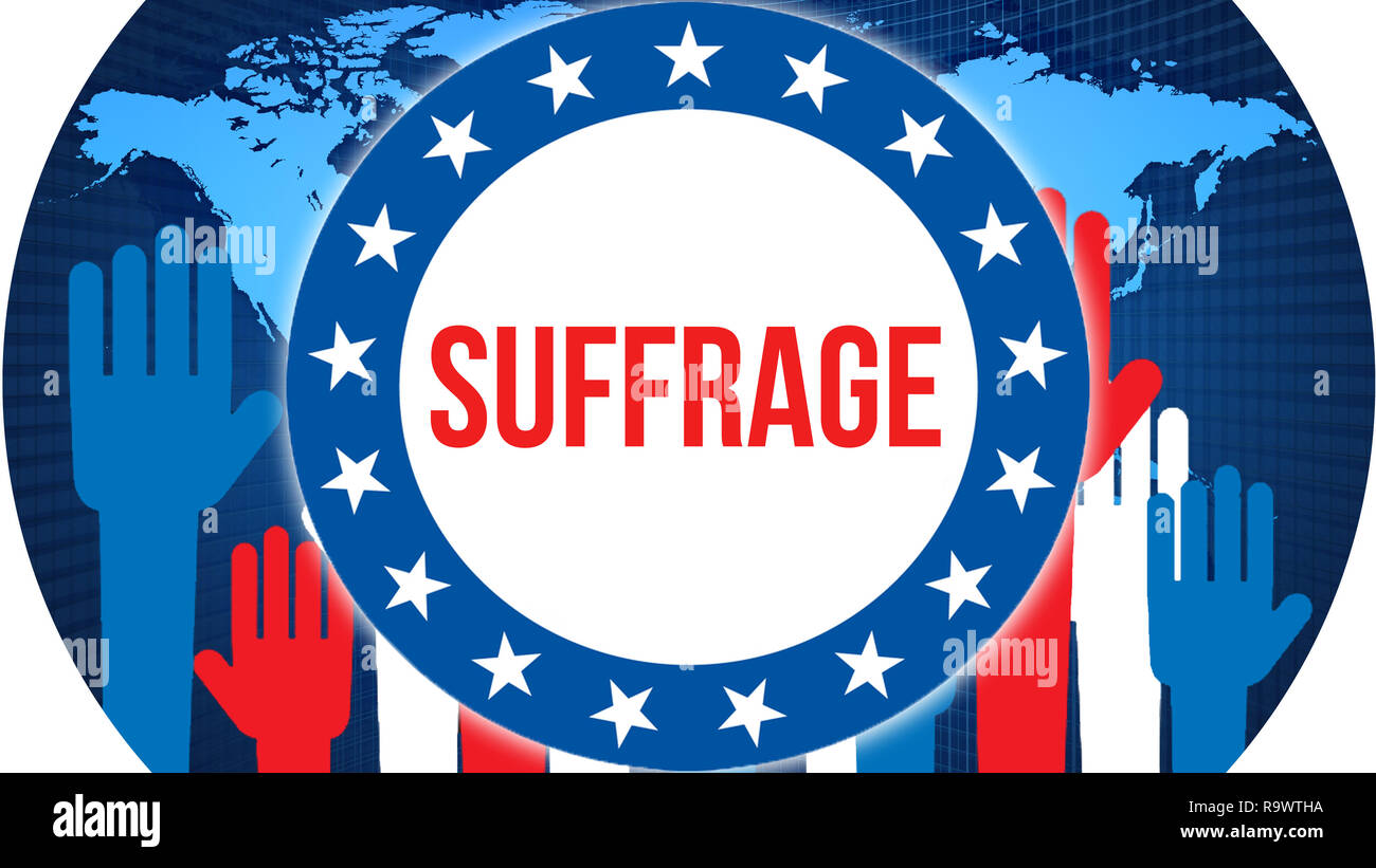 suffrage election on a World background, 3D rendering. World country ...