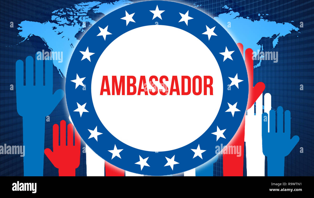 ambassador election on a World background, 3D rendering. World country ...