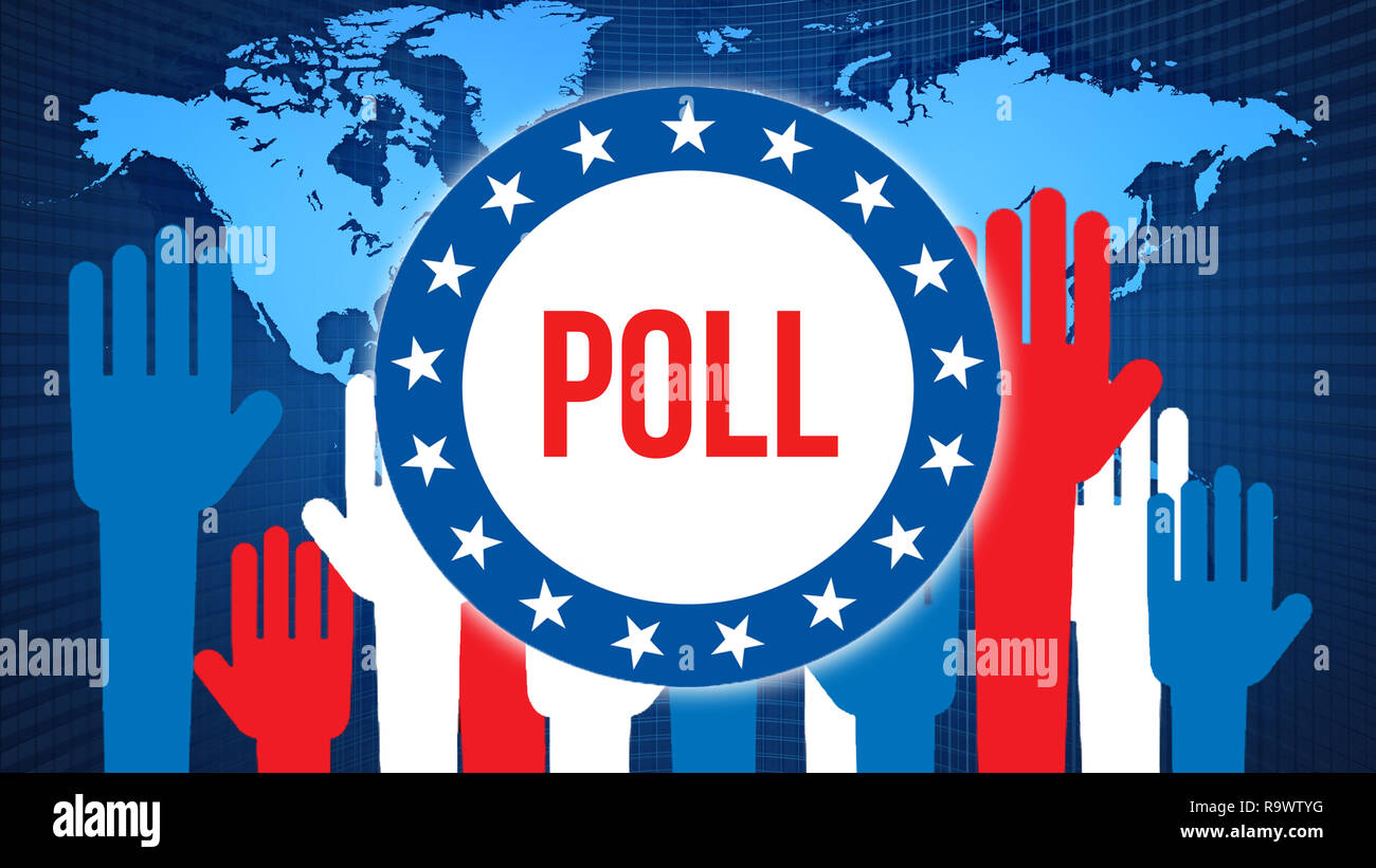Poll election on a World background, 3D rendering. World country map as ...