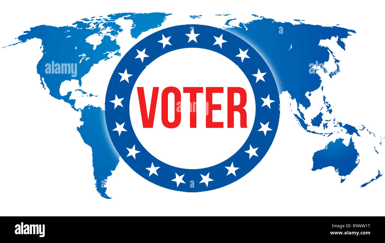 Voter election on a World background, 3D rendering. World country map ...