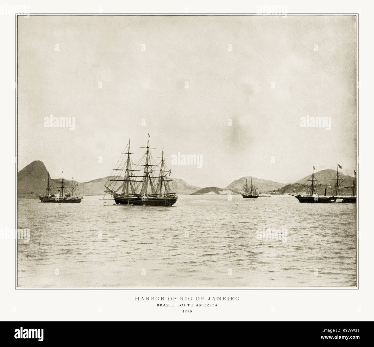 Harbor of Rio De Janeiro, Brazil, Antique Brazil Photograph, 1893 Stock ...