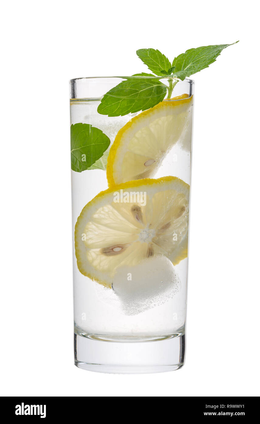 Cold fresh lemonade. Isolated on white background Stock Photo - Alamy