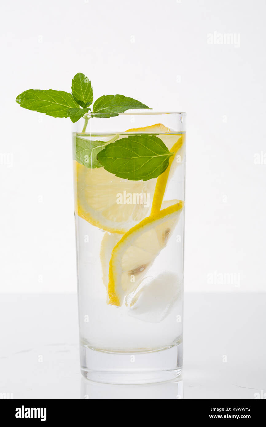 Cold fresh lemonade. Isolated on white background Stock Photo - Alamy