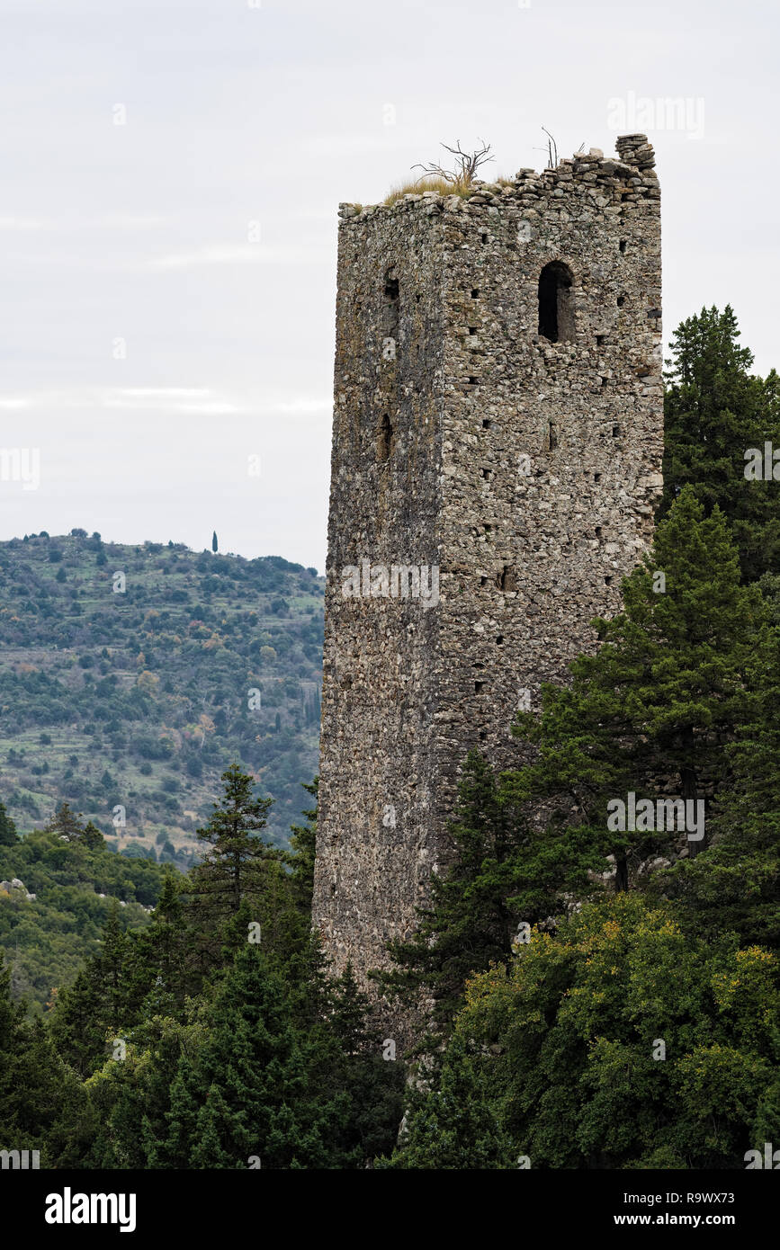 Remains the Castle of Glypia on Mt Parnon in Peloponnese, Greece Stock ...