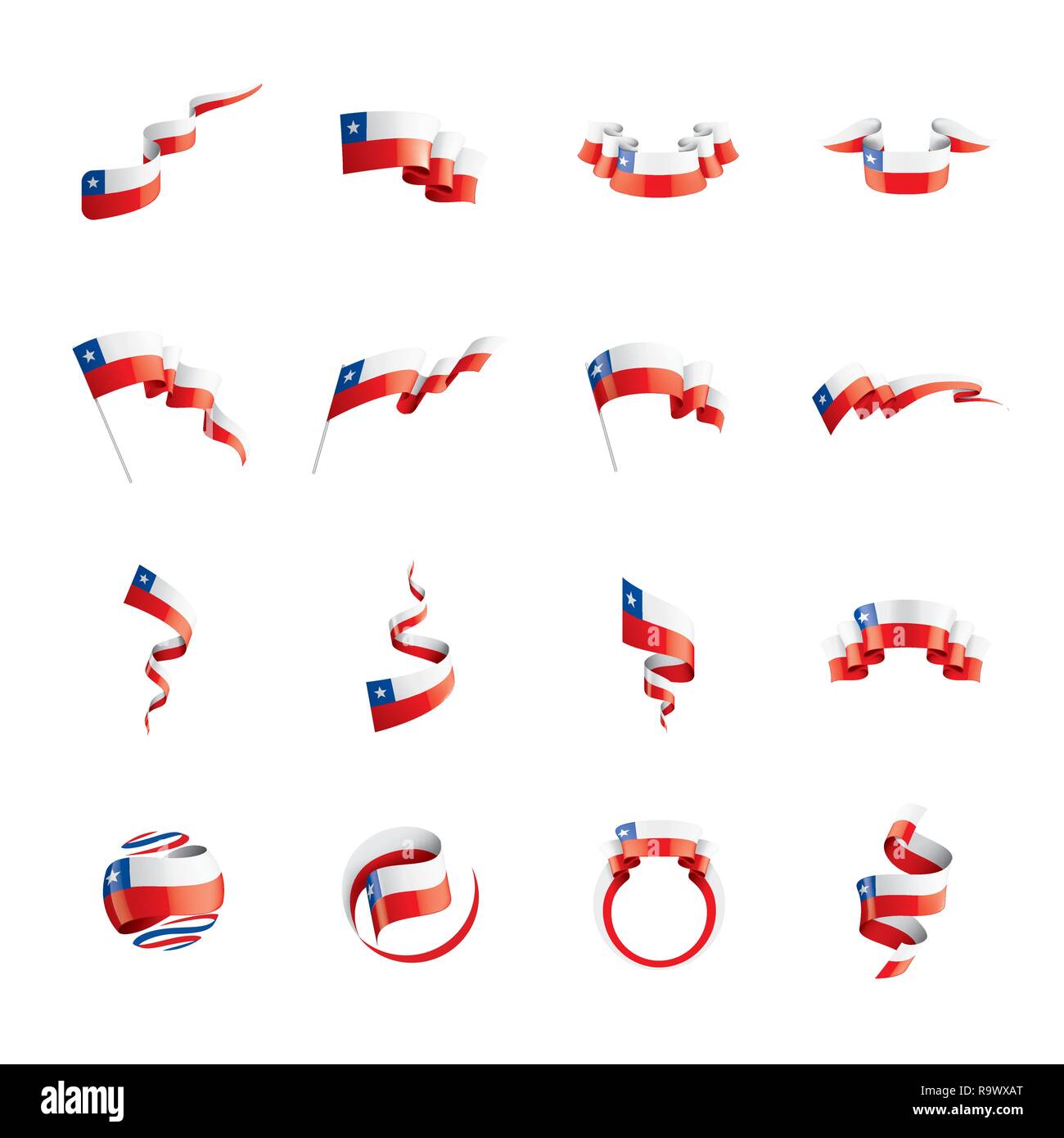 Flag chile realistic 3d Cut Out Stock Images & Pictures - Alamy