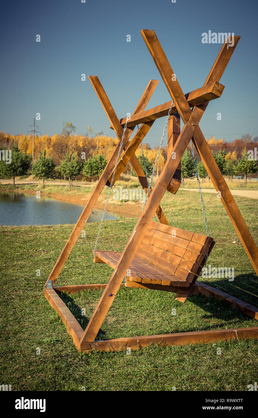 Empty large wooden playground hi-res stock photography and images - Alamy