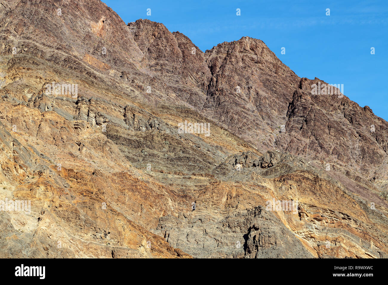Jagged peaks of the Titus Canyon wall in Death Valley National Park ...
